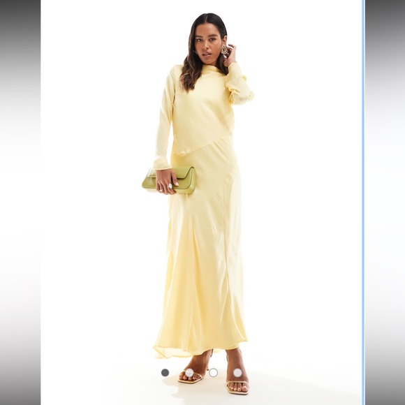 ASOS | Dresses | Asos Design Butter Yellow Satin Maxi Dress | Poshmark